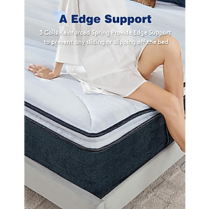 Lomeluous King Mattress, 14 Inch Plush Cooling Gel Memory Foam Hybrid King Size Mattress with Pocket Spring, Medium Firm, Adaptive Support, for Cozy Sleep, Pain&Pressure Relief, CertiPUR-US