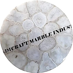 White Agate Round Table With Stand, Agate Stone Table With Stand, Round White Agate Side Table 24" Inch, Piece Of Conversation, Family Heir Loom