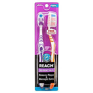 Reach New 379469 Essentials Toothbrush 2Ct & Cap (-Pack) Oral Care Cheap Wholesale Discount Bulk Health & Beauty Oral Care Lighters