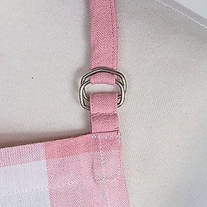 DII Unisex Buffalo Check Kitchen Collection, Classic Farmhouse Chef Apron, One Size, Pink &White