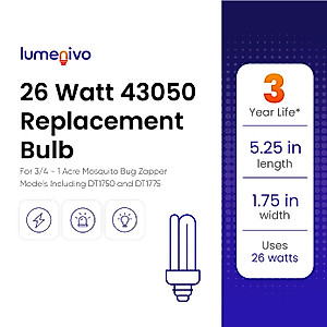 lumenivo 26 Watt Bug Zapper Bulb Replacement for DynaTrap 43050 26W Bug Zapper Light Bulbs Outdoor for Mosquito Control - for Models DT1750 and DT1775 - ¾ Acre and 1 Acre Coverage - 2 Pack