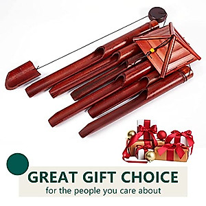 Bamboo Wind Chimes, 41" Outdoor Wood Wooden Wind Chimes with Melody Deep Tone, Classic Zen Garden Décor for Patio and Home, Dark Brown Finish and Natural Sound Ideal for Enhancing Any Outdoor Space