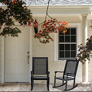 PHI VILLA Outdoor Rocking Chairs Set of 2, Acacia Wood Rocker Chairs for Patio, Deck, Balcony or Porch, 30° Safe Recline Support 350lbs - Black