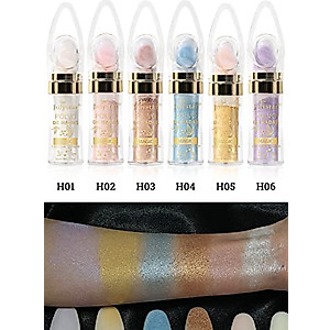 3 Colors Body Glitter, Polvo De Hadas Fairy Powder Highlight Patting Powder Highlighter Stick Highlighter Body Brightens Glitter High Gloss Fairy Glitter Sparkle Powder with Makeup Sponges