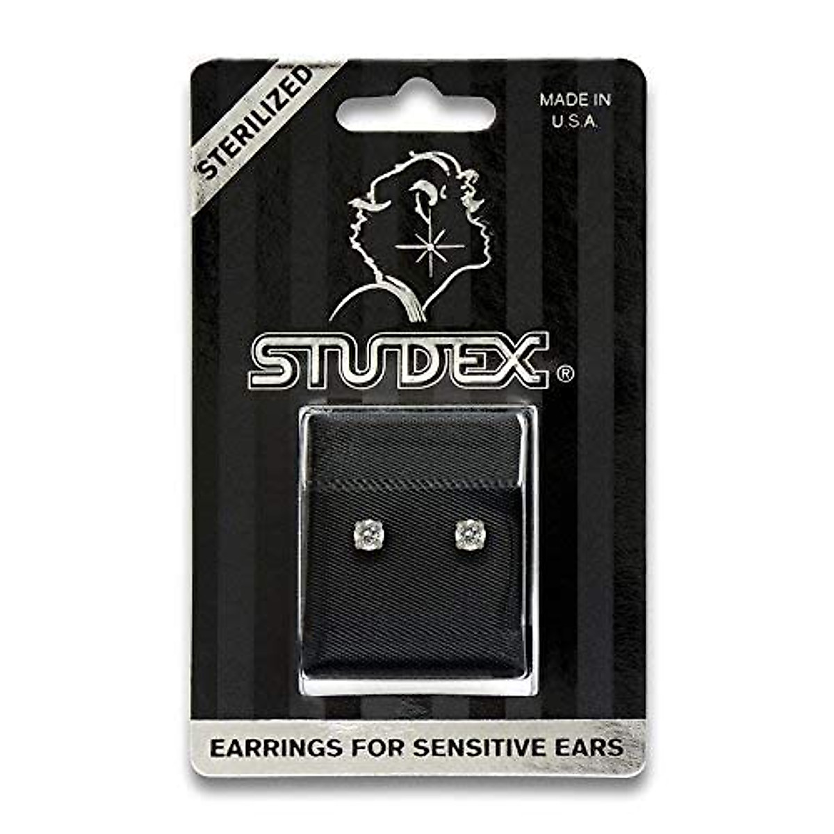 STUDEX Sensitive Cubic Zirconia Stud Earrings 4mm | Hypoallergenic and Nickel Safe for Sensitive Ears | Surgical Stainless Steel Posts | High Fashion Earrings for Women and Men PR-742W-S