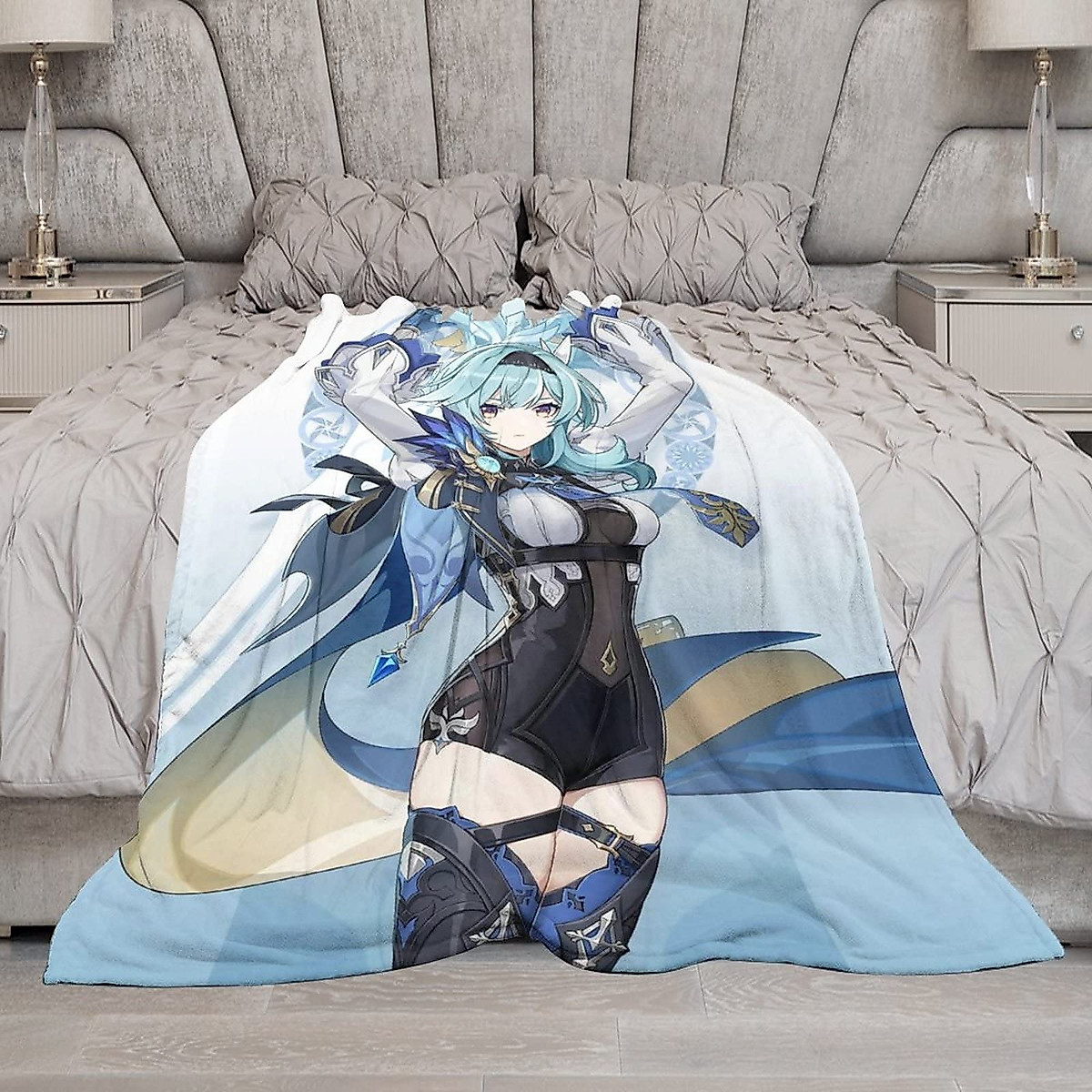 Dalicoter Game Genshin Impact Blanket Mondstadt EULA Anime Blanket 50"×40" Super Soft Flannel Throw Blanket Warm Winter Blanket Towel Blanket for Couch Kids Girls & Adults