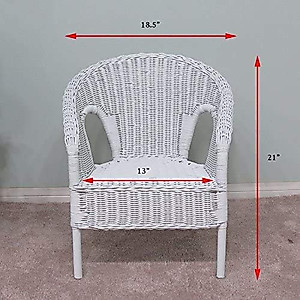 Real Authentic White Rattan & Wicker Stacking Chair for Kid Children (Set of 2)