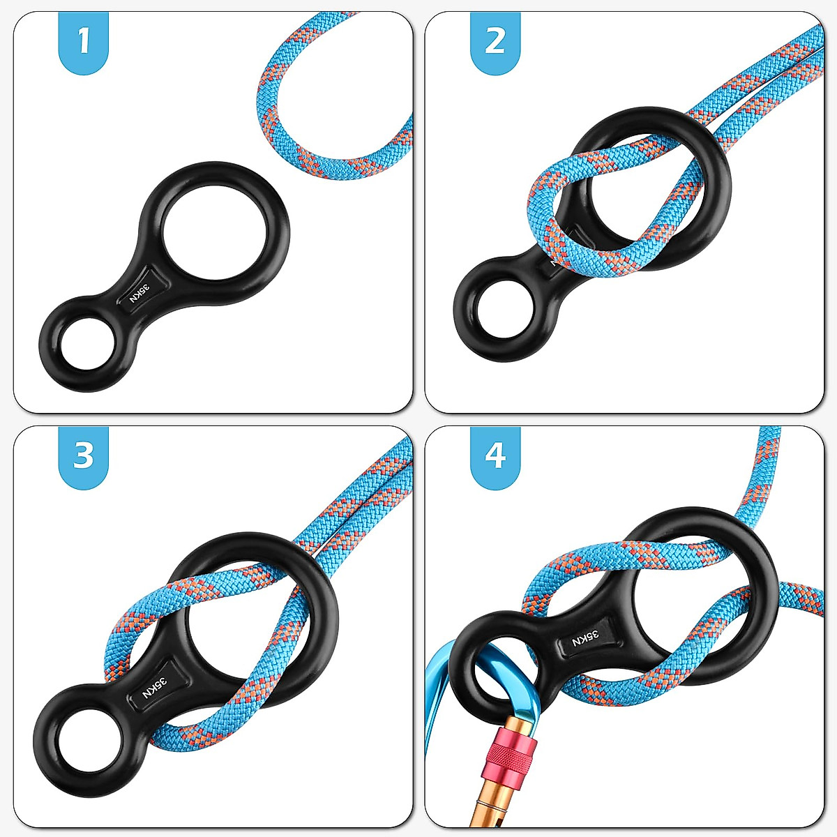 TRIWONDER 35KN Aluminum Climb Figure 8 Descender Rigging Plate Rappel Gear Downhill Equipment Heavy Duty (Red)