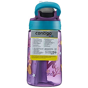 Contigo Kids’ Easy-Clean AUTOSPOUT Straw Water Bottle; BPA-free, robust water bottle; 100% leak-proof; easy-clean; ideal for daycare, preschool, school and sports; 14 oz