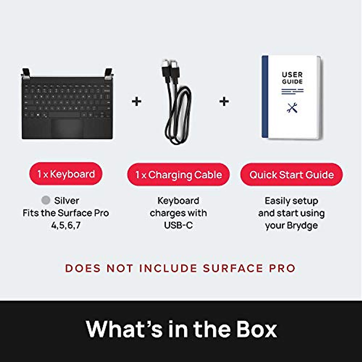 Brydge Microsoft Surface 12.3 Pro+ Bluetooth Keyboard with Trackpad (Silver)