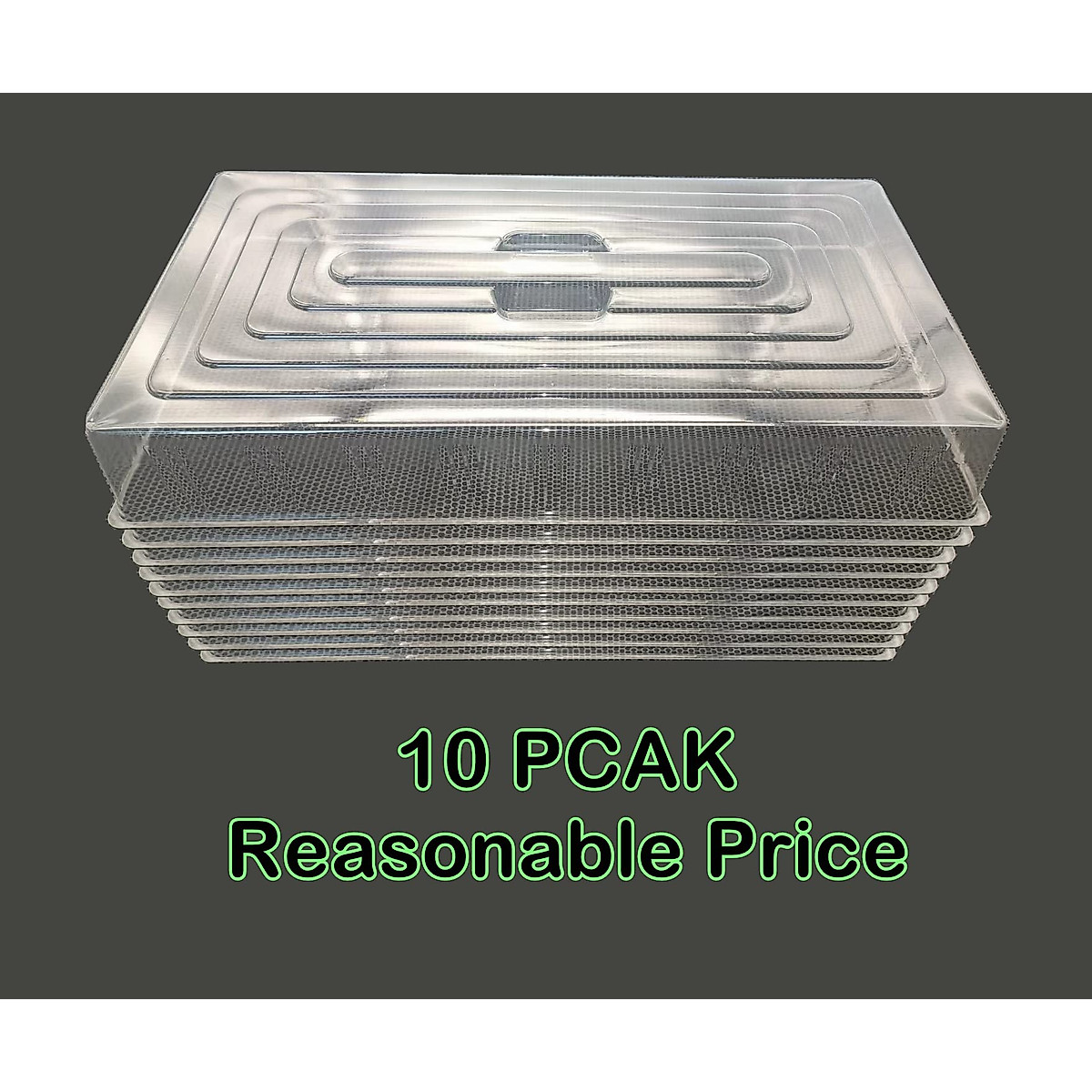 RooTrimmer Humidity Dome, Plastic Clear Seed Starter Dome 1020 Tray Covers Humidifying and Insulating for Greenhouse Germination and Garden Growing (21.5"×11.5", 3.15" Height, 10-Pack)