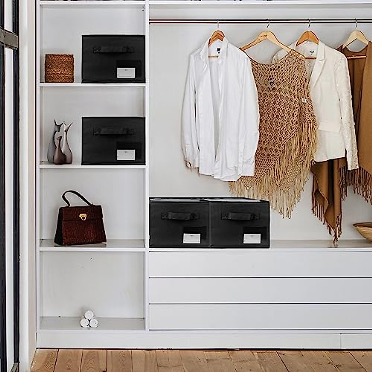 Augfox Set of 3 Tshirt Organizer - 9 Grid Large Size Drawer Organizer Clothes, Versatile Clothes Organizer for Jeans, Pants, Tshirts and More (Black, 17.7" L x 9.8" W x 7.1" H)