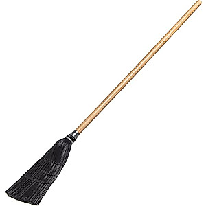 Carlisle FoodService Products 4168303 Synthetic Corn Toy/Lobby Broom with Wood Handle, Polypropylene Bristles, 40" Overall Length, Black (Case of 12)