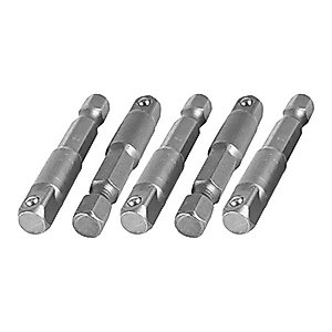 Uxcell a14041800ux0341 Socket Adapter Set 1/4" Hex Shank to 1/4" Impact Driver/Drill (Pack of 5)