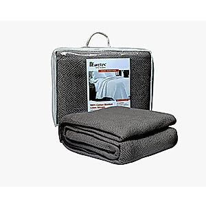 Cotton Throw Blanket Queen Size for Bed - Diamond Weave Blankets, Grey Soft Lightweight Woven Throw Blankets for Couch Bed Sofa Travel 100% Cotton Blankets & Throws - 90x90 inches