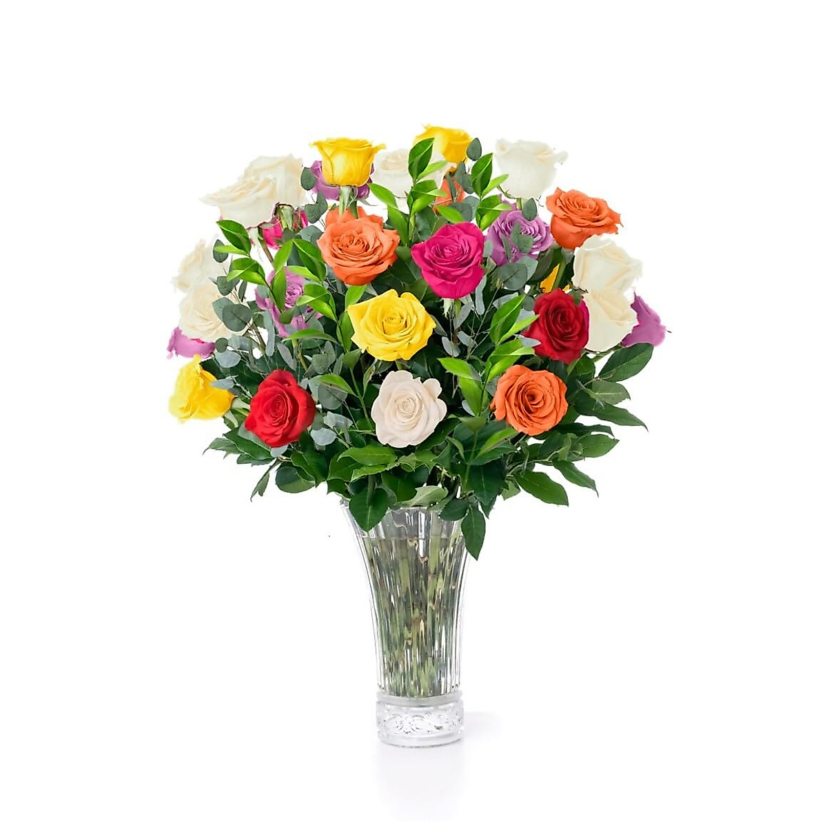 Fresh Flowers Delivery - Next-Day Delivery - 24 Assorted Roses - Flower Fresh Bouquet - Fresh Cut Long Stem Roses Bouquet of Flowers Birthday Gifts for Women -Aquarossa Farms