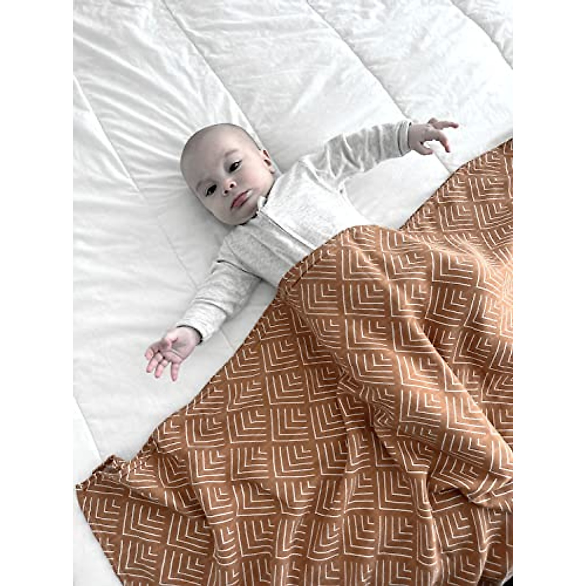Little Jump 3 Pack Muslin Swaddle Blankets -Boho Baby Blanket Neutral for Boys & Girls- Large 47 x 47 inches,Swaddle Blankets Muslin Receiving Blanket Wrap (3 Pack Sunshine & Moon)
