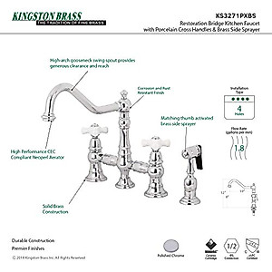 Kingston Brass KS3271PXBS Restoration Bridge Kitchen Faucet, Polished Chrome
