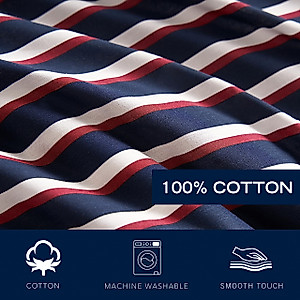 Nautica Duvet Cover Set Cotton Reversible Bedding with Matching Sham, Medium Weight for All Seasons, Twin, Mineola Red/White/Navy