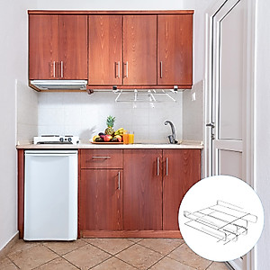 SHERCHPRY Kitchen Countertop Storage Rack Metal Cutting Board Holder Under Cabinet Shelf Pot Pan Lids Rack Organizer Shelf Stand Silver