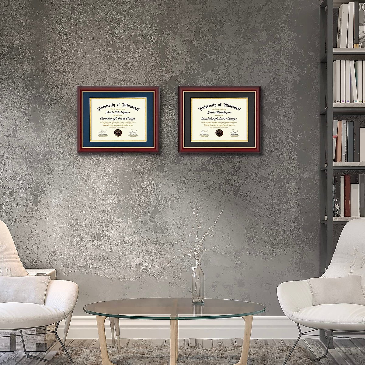 Minesaxel 11x14 Diploma Frame with 8.5 x 11 Opening Black Mat, Display 8.5x11 Degree Certificate Document, Wall Mount or Tabletop Display(Cherry Red)