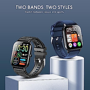 Ddidbi Smart Watch for Men Women(Answer/Make Calls), 1.85" HD Screen Fitness Watch with Sleep Heart Rate Monitor, 112 Sport Modes, IP68 Waterproof Activity Trackers Compatible with Android iOS(Blue)