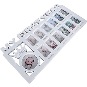 Picture Frames,Baby My First Year Photos Frame Photo Moments Keepsake Picture Frame Girls Boys Multi Photo Impression Kit Newborn Baby Infant Shower Frame Birthday Xmas Memories Christening Gifts