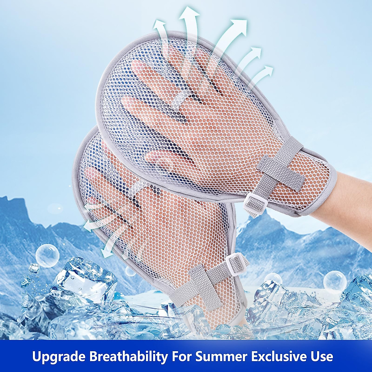 lefeke Medical Restraint Gloves - 2Pcs, Hand Protective Gloves Meshed for Dementia Patients or Elderly, Autistic Child, Bed Restraints Mitts, Limb Holder, Movement Limited Ties for Hands