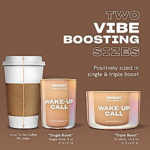Friday Collective Wake-Up Call Candle, Sweet & Spicy Scented, Made with Essential Oils, 3 Wicks, 13.5 oz