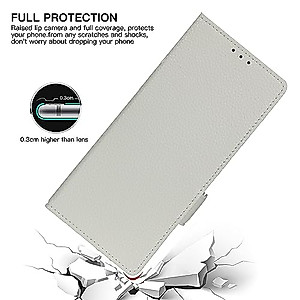 Vitodo for Galaxy Z Fold 5 Case with S Pen Holder - Genuine Leather Wallet Case Built in Slide Camera Cover, Card Slot, Kickstand, Hinge Protection Phone Cover for Samsung Galaxy Z Fold5 5G (White)