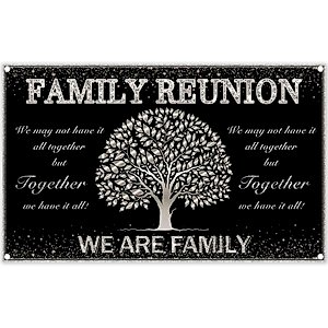 Swepuck 96x60inch Fabric Silver Family Reunion Backdrop Family Tree Members Photography Background Welcome Gathering Party Decoration Banner Photo Booth Props