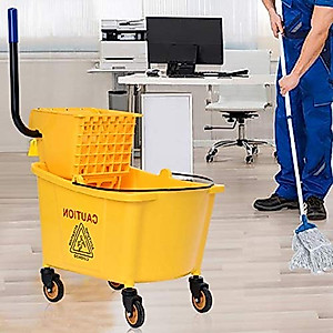 Toolsempire 35 Quart Large Capacity Mop Bucket Side Press Cleaning Wringer Trolley for Household & Commercial Use