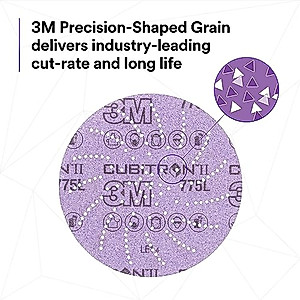 3M Xtract Cubitron II Hookit Clean Sanding Film Disc 775L, 220+, 5 in, Pack of 50 Hook and Loop Sanding Discs for Paint Preparation and Removal, General Sanding, Refining, Blending, and Featheredge