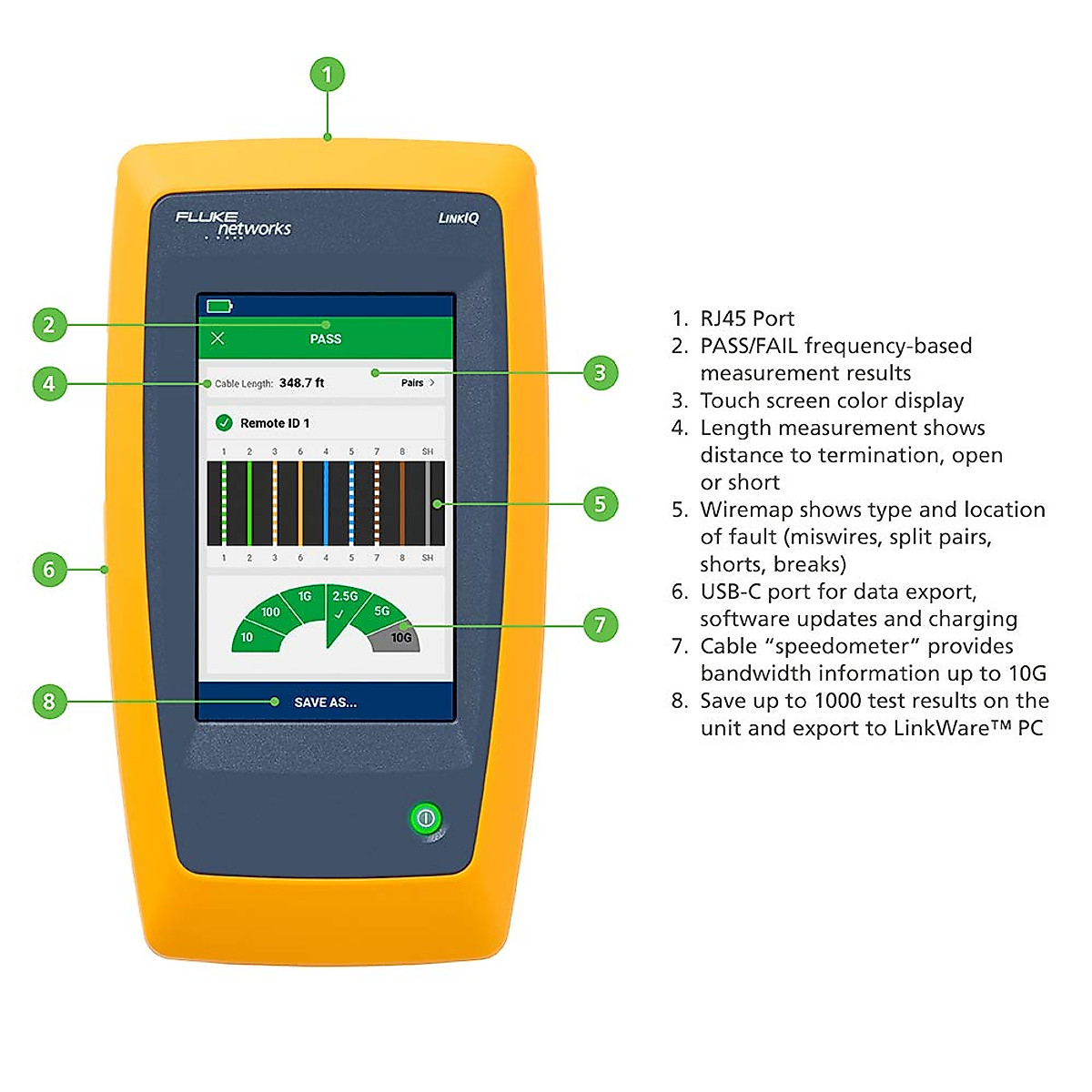 Fluke Networks LIQ-100 LinkIQ Cable + Network Tester, Gray