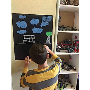 Kassa X-Large Chalkboard Wallpaper - Clear | 1.4ft x 8ft Adhesive Paper Roll | Includes 3 Markers & Eraser Cloth | Peel & Stick on a Wall, Table & Desk | Ideal for Use at Home, School, Office & More