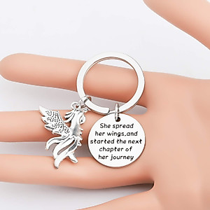 UJIMS Inspirational Phoenix Keychain New Beginning Gifts Started The Next Chapter Of Her Journey Rising Phoenix Jewelry (Phoenix Keychain)