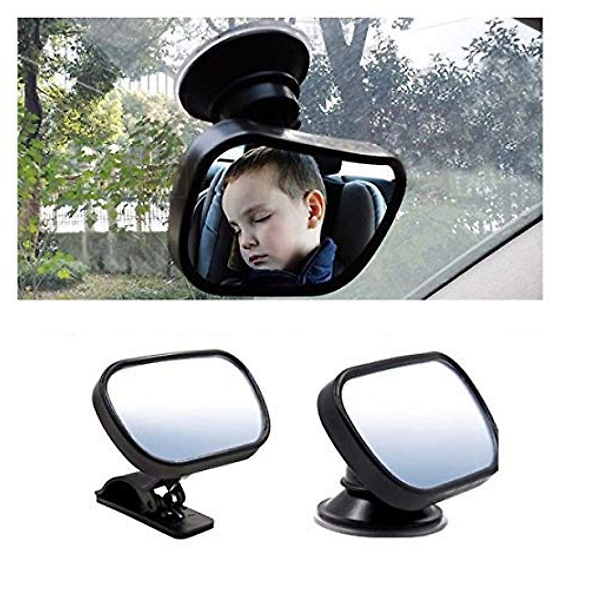 ZogeeZ Baby Rear View Car Mirror - Wide View for Better Viability - Shatter-Resistant Seat Safety for Infants, Children, or Toddlers - Suction or Clip-On Mounted Visor - 3"x2" size