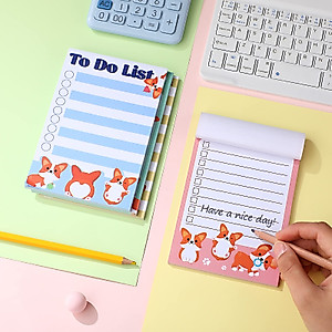 Geyee 4 Pads Corgis Sticky Notes Notepad Corgi Gifts for Dog Lovers, 200 Sheets to Do List Sticky Notepads Funny Kawaii Welsh Dog Butt Humor Notebook Cute Notes with Lines Supplies, 4" x 6"