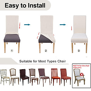 Smiry Velvet Stretch Chair Covers for Dining Room Set of 2, Soft Fit Removable Washable Kitchen Parsons Chair Slipcover Protector, Cream