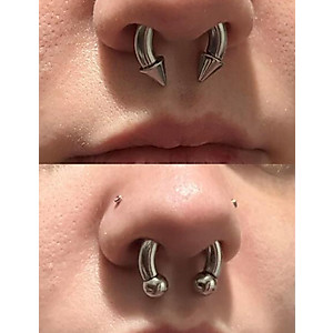 Ocptiy 8G Septum Ring Jewelry Ear Earrring Gauges Tunnel Plug stretching kit Big Large Septum Nose lip Ring Hoop Stainless Surgical Steel Cartilage Helix Tragu Earring Piercing Jewerly Women Men 12mm