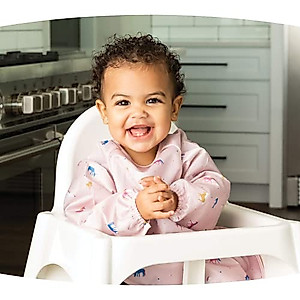 Tiny Twinkle Mess Proof Baby Bib, Cute Full Sleeve Bib Outfit, Waterproof Bibs for Toddlers, Machine Washable, Tug Proof Closure, Baby Smock for Eating, Long Sleeve (Cowboy, Large 2-4 Years)