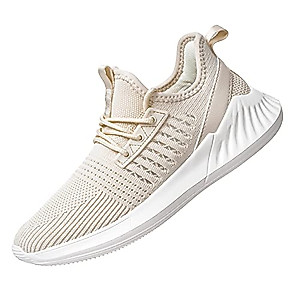 Womens Tennis Shoes - Women Sneakers Workout Running Walking Athletic Gym Fashion Lightweight Nursing Casual Light Shoes Beige Size 9