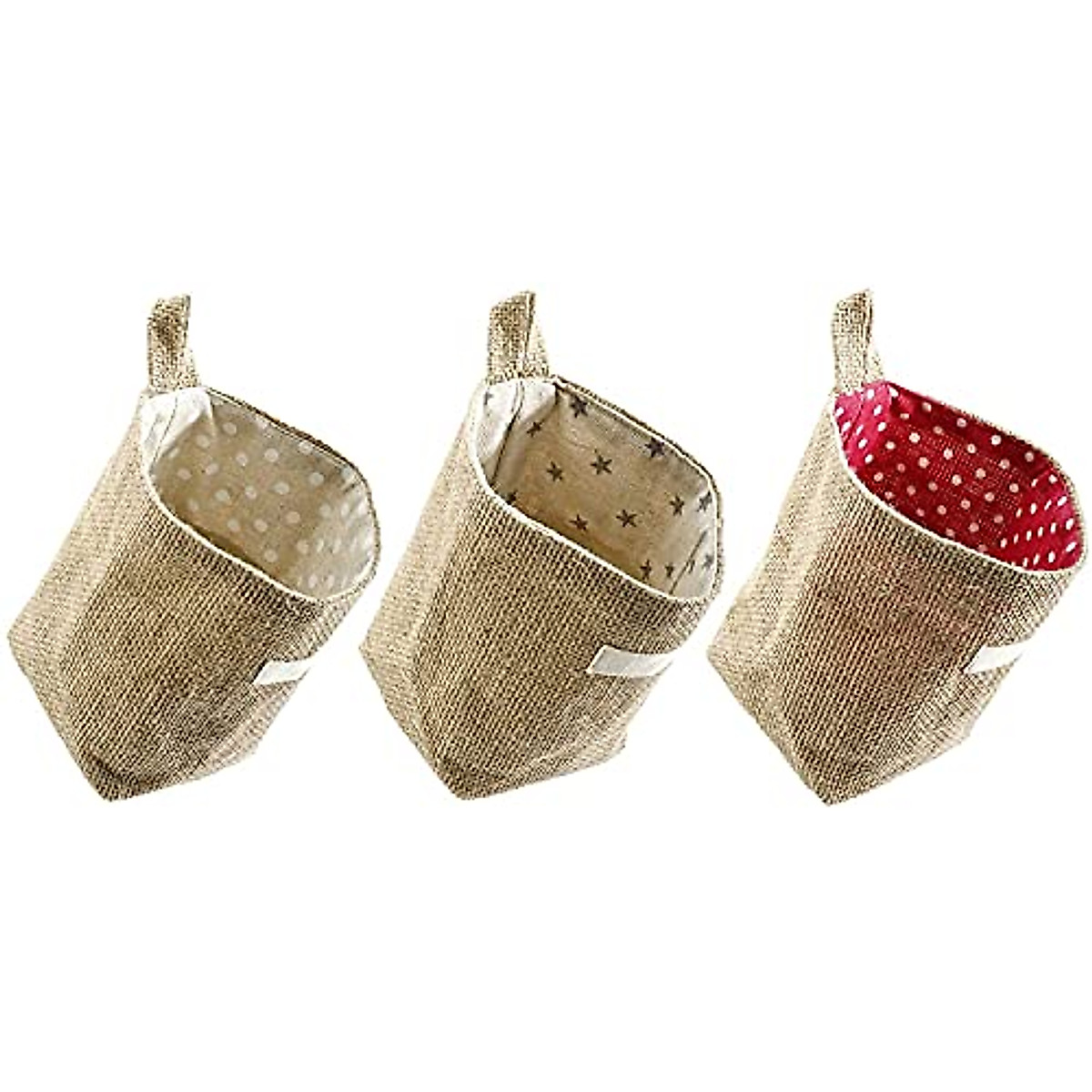 HYDDNice 9PCS Wall Hanging Storage Bags Mini Cotton Linen Storage Basket Foldable Organizer Box Decorative Hanging Bag