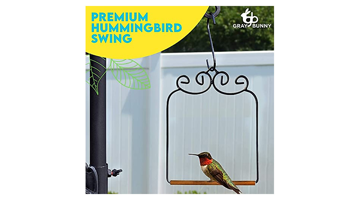 Premium Hummingbird Swing - Rust-Resistant Metal & Wooden Perch