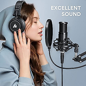 MAONO XLR Condenser Microphone, Professional Cardioid Studio Recording Mic for Streaming, Podcasting, Singing, Voice-Over, Vocal, Home-Studio, YouTube, Skype, Twitch (PM320S)