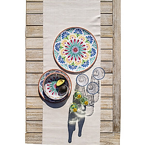 TarHong Abode Homewares Rio Medallion Round Platter, 14", Pure Melamine, Indoor/Outdoor