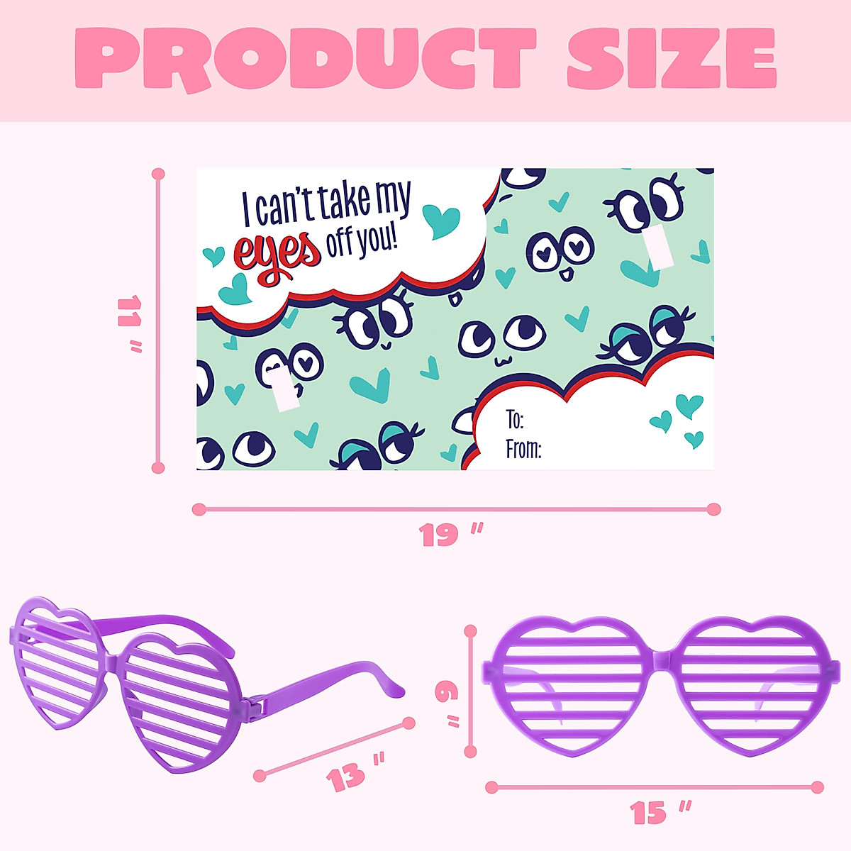 JOYIN 32 Packs Valentines Day Shade Glasses with Gift Cards Heart Shaped Shutter Glasses Heart Glasses Valentines Day Accessories for Kids Valentine's Party Favor Classroom Exchange Prize Supplies