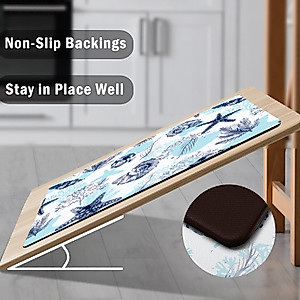 Tritard Coastal Kitchen Mats Rugs Sets of 2 Foam Cushioned Anti Fatigue Beach Themed Kitchen Mats for Floor Waterproof Non Slip Kitchen Rug Runner for Sink Laundry, 17.3" x 28"+17.3" x 47"