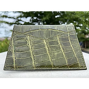 Double side Moss Green Crocodile Alligator leather skin Credit Cardholder, leather credit cardcase, leather creditcard cover