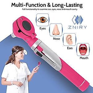 Zniry Fiber Optic Mini Otoscope - Ear Scope with Light, Ear Infection Detector (Pink Color) Reguler
